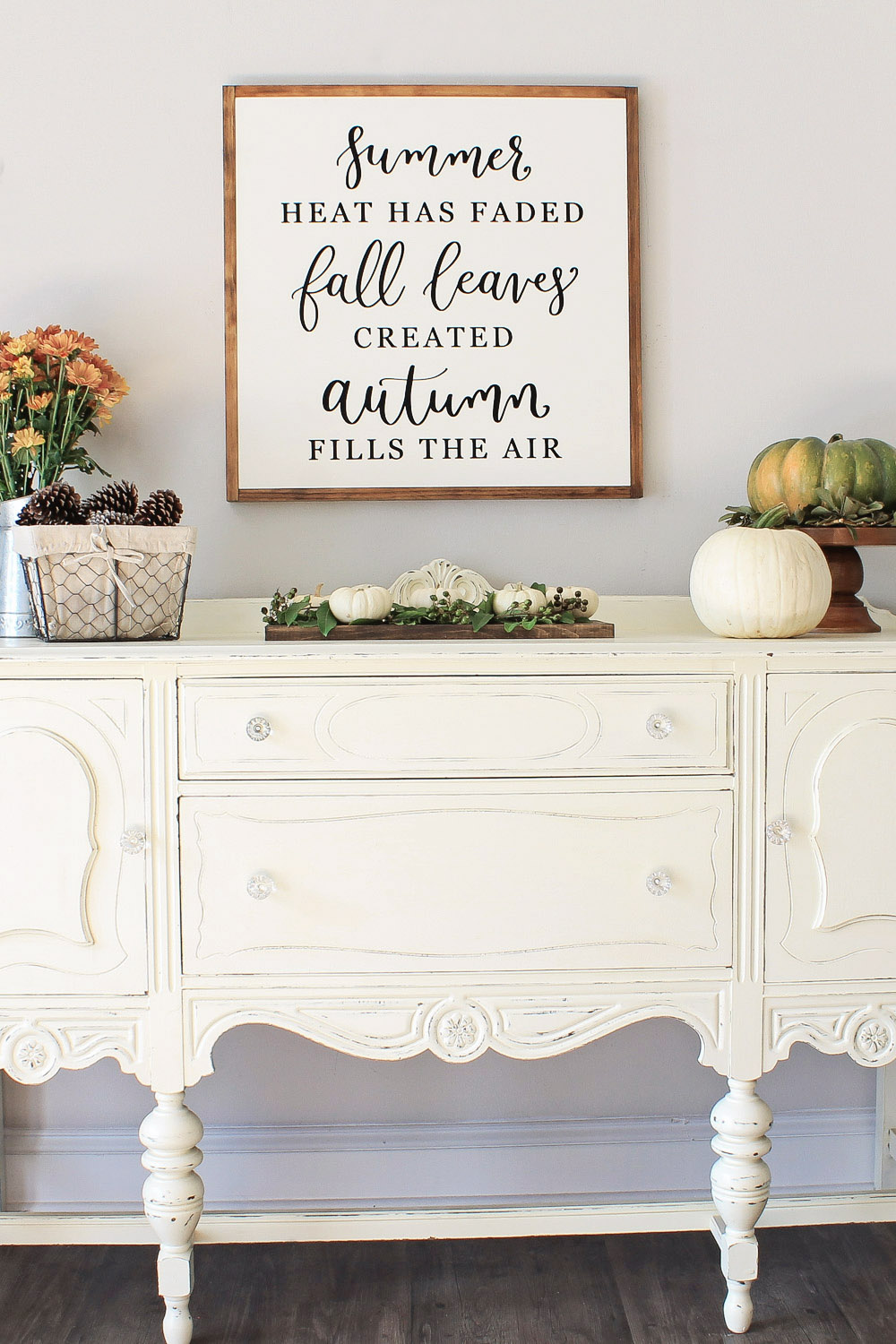 Fall Dining Room Sideboard Decor - Angela Marie Made
