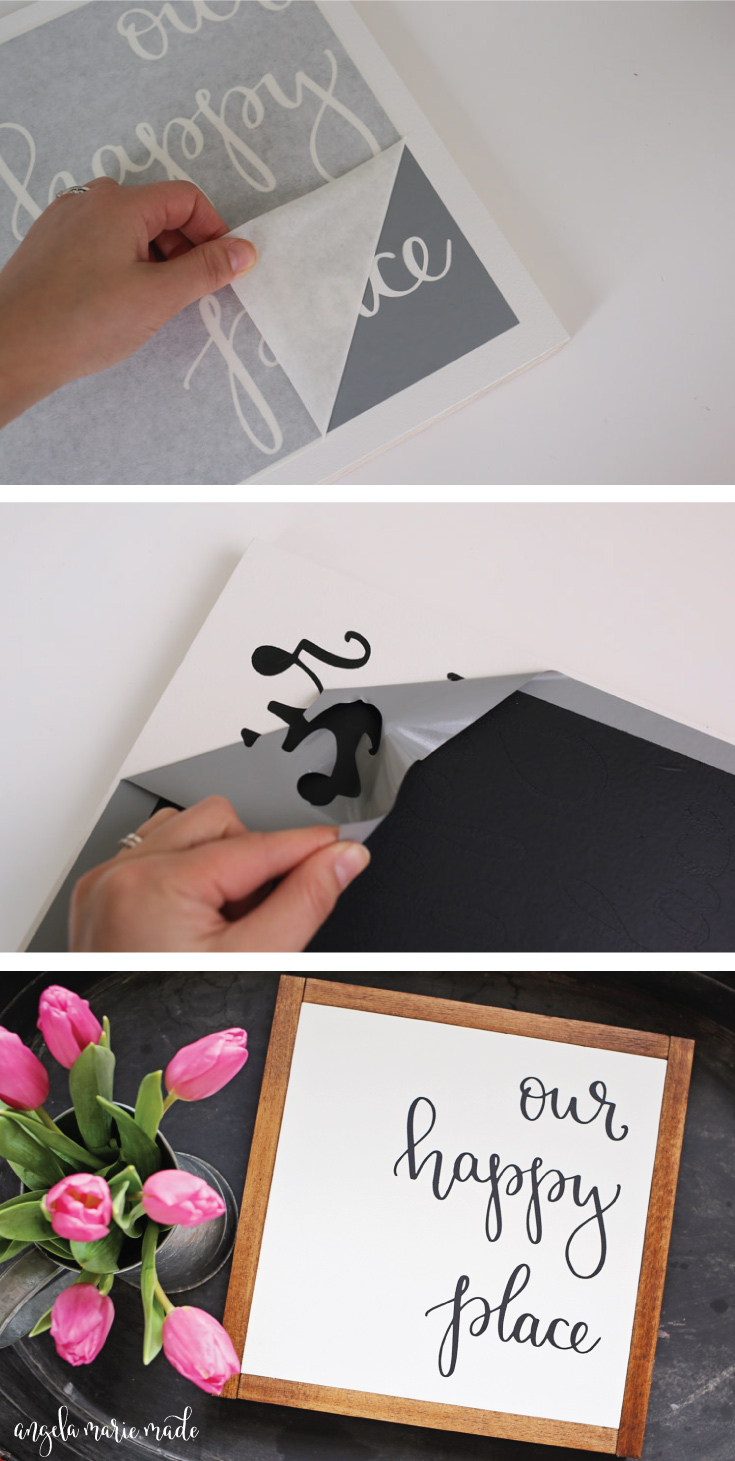 How to make a DIY Wood Sign with a Vinyl Stencil - Angela Marie Made