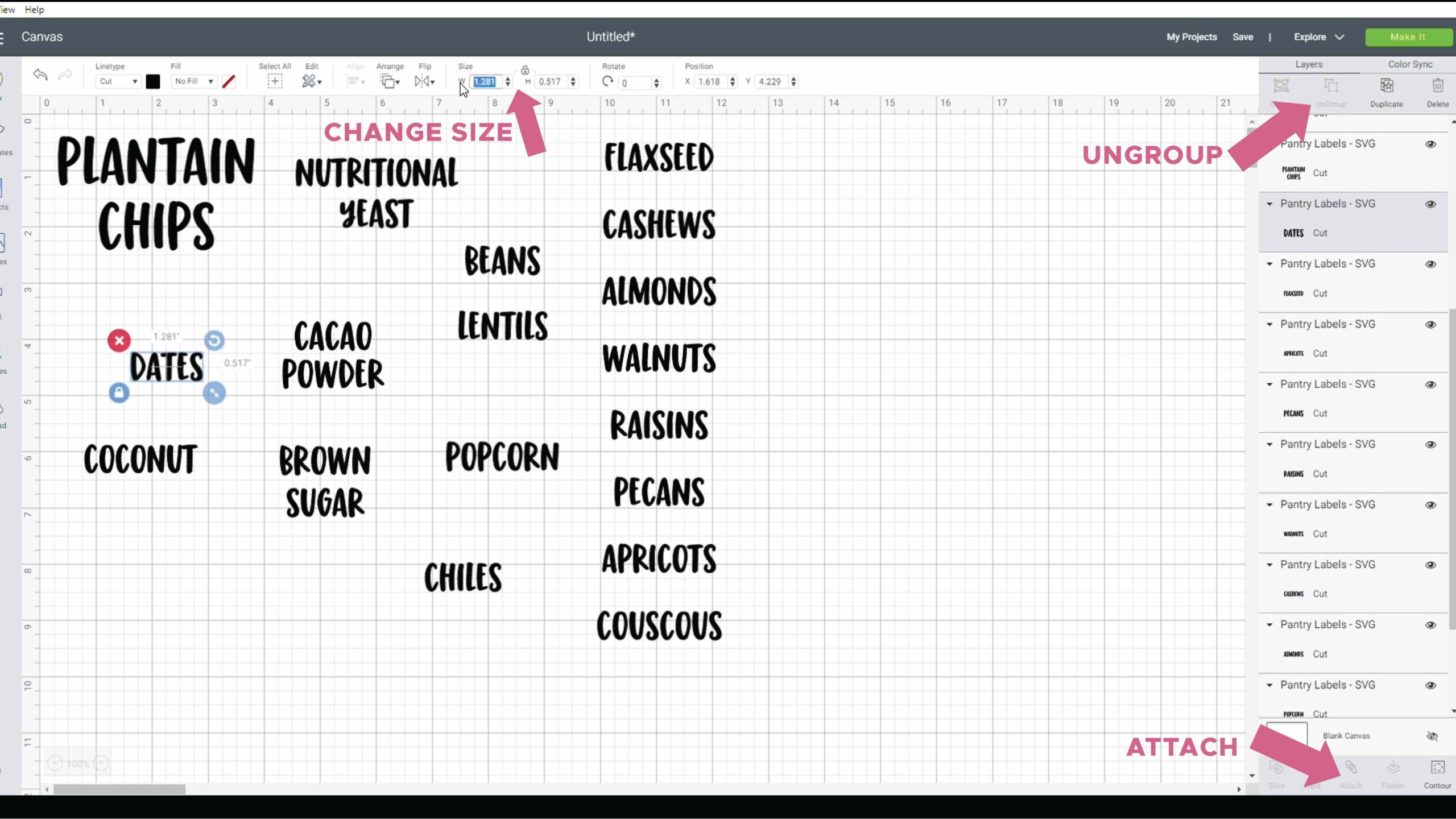 How To Make Labels With Cricut Free Pantry Labels File Angela Marie 