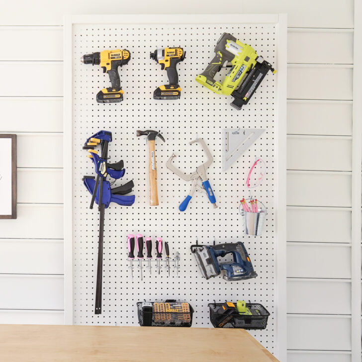 Easy Freestanding Pegboard Wall DIY - Angela Marie Made