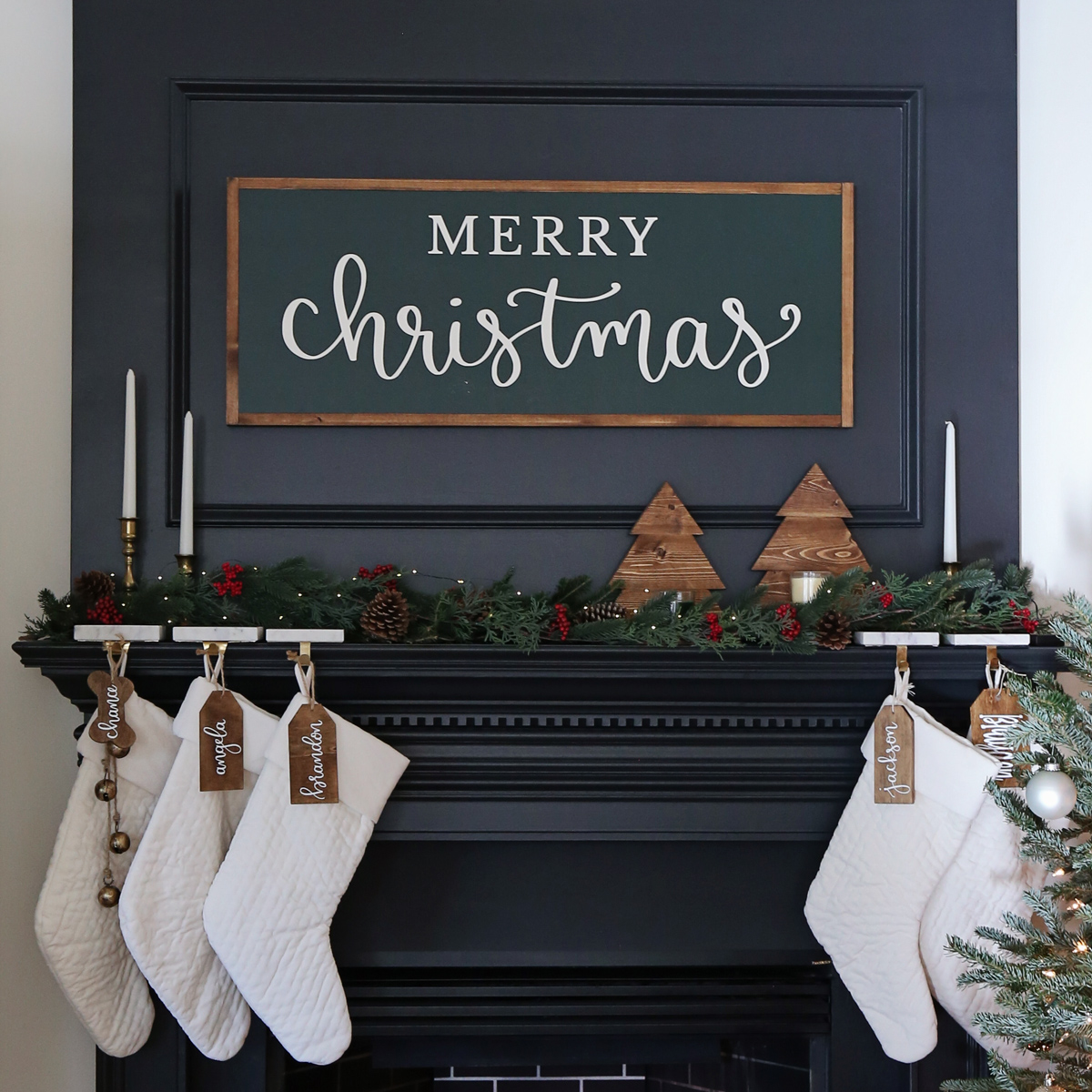 Quick and Easy DIY Fireplace Makeover for Christmas - Angela Marie Made