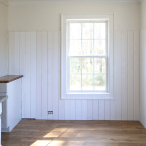 DIY Vertical Shiplap Half Wall with Real Shiplap - Angela Marie Made