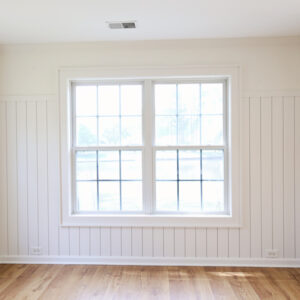 DIY Vertical Shiplap Half Wall with Real Shiplap - Angela Marie Made