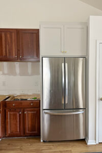 How to Build a DIY Refrigerator Cabinet Built In - Angela Marie Made